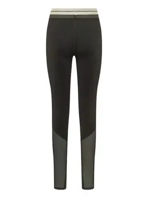 Palm Angels Logo-waistband Mesh-panel Leggings - Black