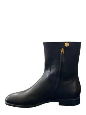 POLLINI Logo Plaque Ankle Boots - Black
