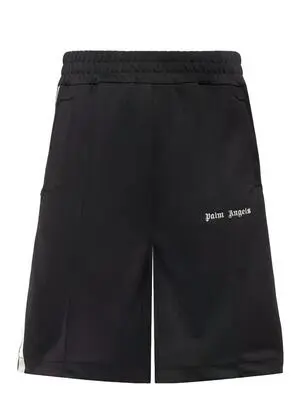 Palm Angels Logo Embroidered Side Stripe Shorts - Black