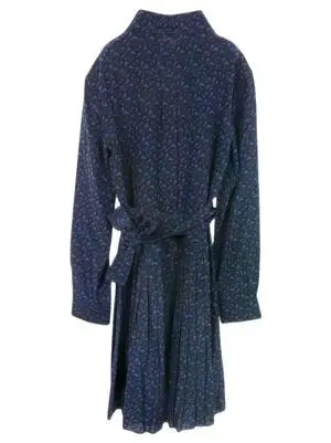 BURBERRY Burberry Monogram Print Pleated Silk Dress