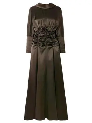 VIOLANTE NESSI Ruched-waist Maxi Dress - Brown