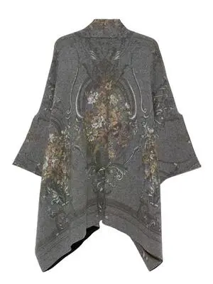 Roberto Cavalli 2000s Floral-print Cape - Grey