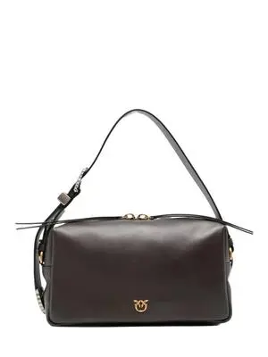 Pinko Love Birds Leather Shoulder Bag Brown