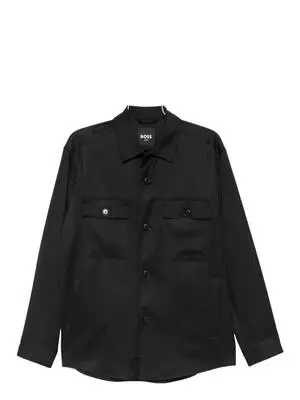 BOSS Virgin Wool Flap-pocket Jacket - Black