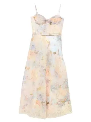 Zimmermann ZIMMERMANN Valiant Floral-Print Midi Dress Neutrals