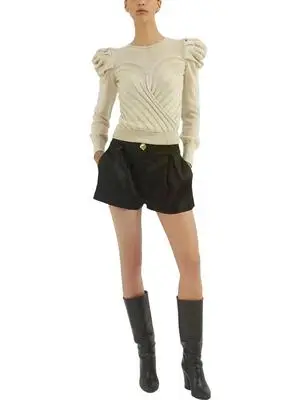 VIOLANTE NESSI Violante Nessi Puff-Sleeve Merino Wool Sweater Neutrals