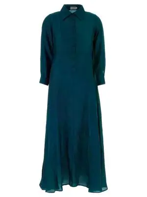 THE ROSE IBIZA Silk Shirt Dress Maxi - Blue