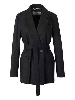 Peserico Belted Notch-lapels Blazer - Grey
