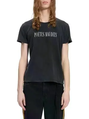 ANN DEMEULEMEESTER Slogan-print Washed-out T-shirt - Grey