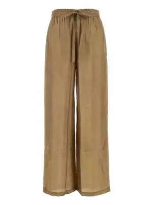 THE ROSE IBIZA Drawstring Silk Palazzo Pants - Neutrals