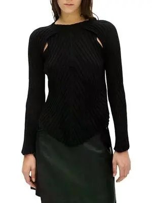 ANN DEMEULEMEESTER Ribbed Knit Cut-out Sweater - Black