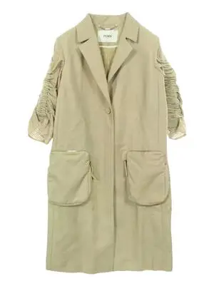 Fendi Perforated Ruched-sleeve Coat - Green