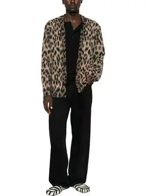 LANEUS Leopard-print Knit Cardigan - Neutrals