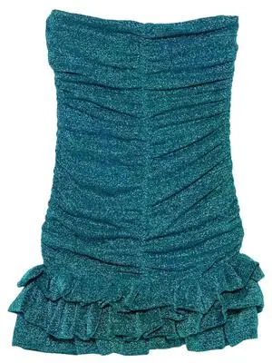 AMEN Amen Ruched Ruffled Strapless Mini Dress