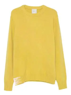 THE AMHANTE Logo Patch Crew Neck Sweater - Yellow
