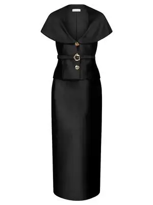VIOLANTE NESSI Manuela Belted Midi Dress - Black