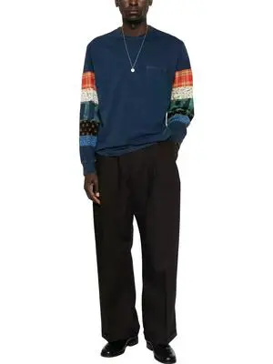KHOKI Patchwork Long-sleeve T-shirt - Blue
