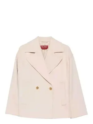 Max Mara Double Breasted Long Sleeve Jacket - Neutrals