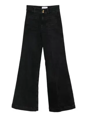 Seafarer Patch-pocket Wide-leg Jeans - Black