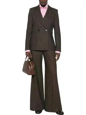 Harris Wharf London Herringbone Pattern Double-breasted Blazer - Brown