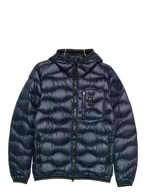 BLAUER. Quilted Hooded Jacket - Blue