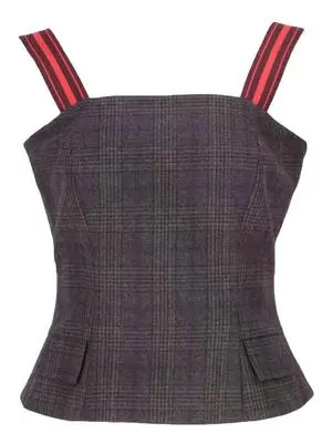 Isaia Check Pattern Corset-style Top - Brown