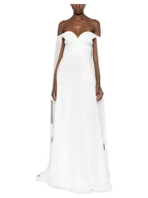 ALESSANDRO LEGORA Off-shoulder Ruched-bodice Maxi Dress - White