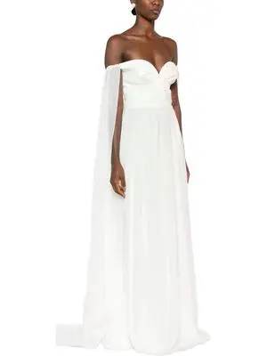 ALESSANDRO LEGORA Off-shoulder Ruched Bodice Maxi Dress - White