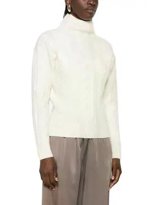 Herno Cable Knit Roll Neck Sweater - Neutrals
