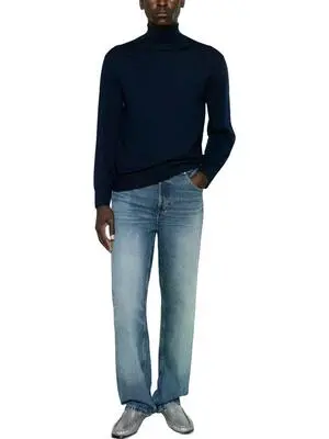 LANEUS Roll Neck Wool Sweater - Blue