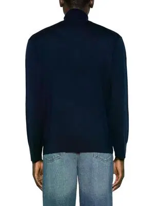LANEUS Roll Neck Wool Sweater - Blue