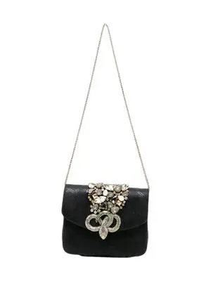 TWENTY FOURHAITCH Mini Crystal-embellished Snakeskin-effect Shoulder Bag