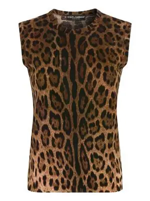 DOLCE & GABBANA Dolce & Gabbana Leo Print Sleeveless Wool Top