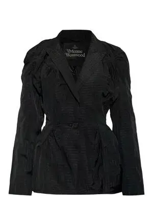 VIVIENNE WESTWOOD Ruched Checked Blazer - Black