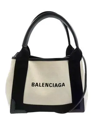 Balenciaga 2018-2026 Canvas Navy Cabas Xs Satchel - White