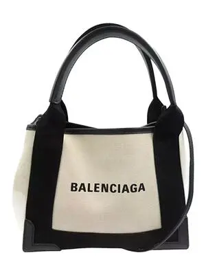 Balenciaga Canvas Navy Cabas Xs Satchel - White