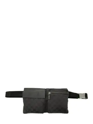 Gucci 2000-2015 Gg Canvas Double Pocket Belt Bag Black
