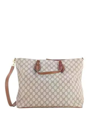 Gucci Convertible Soft Gg Coated Canvas With Leather Medium Tote Bag - Brown