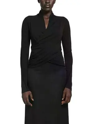 THOM KROM Ruched Wrap-style Jersey - Black