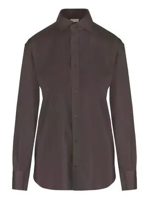 HER SHIRT Long-sleeve Button-down Shirt - Brown