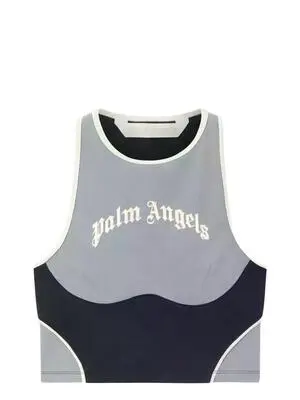 Palm Angels Curved Logo Cropped Track Top - Grey