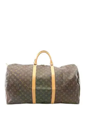 LOUIS VUITTON Monogram Keepall Bandouliere 60 Travel Bag - Brown