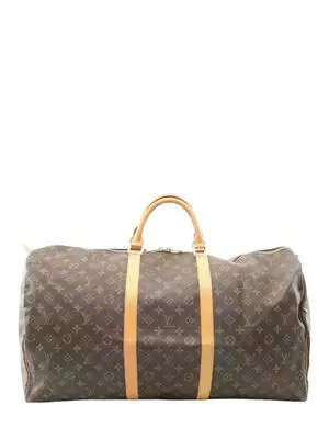 LOUIS VUITTON Monogram Keepall Bandouliere 60 Travel Bag - Brown