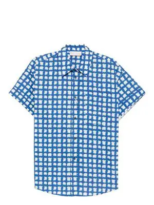 I BLUES Short Sleeve Check Pattern Shirt - Blue