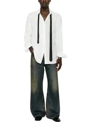 ANN DEMEULEMEESTER Pinstripe-pattern Long-sleeve Shirt - White