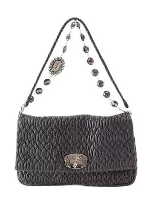 Miu Miu Matelassé Nappa Crystal Chain Satchel - Black