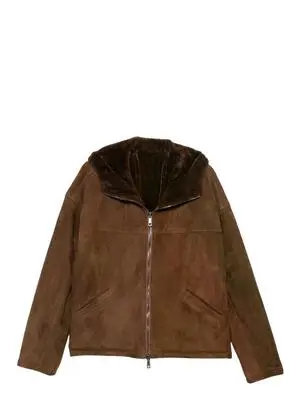 GIORGIO BRATO Hooded Suede Jacket - Brown
