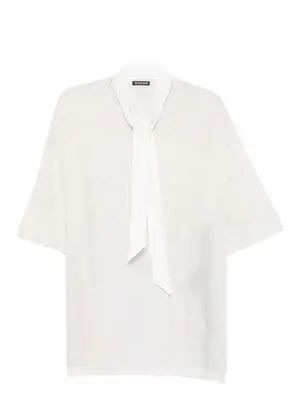 ANN DEMEULEMEESTER Pussy-bow Short-sleeve T-shirt - White