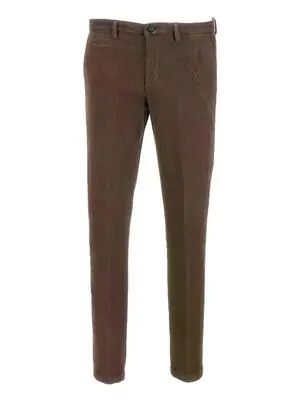 BRIGLIA 1949 Belt-loop Slim-fit Corduroy Trousers - Brown