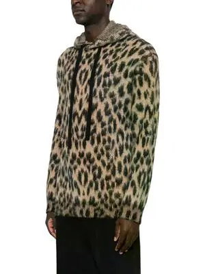 LANEUS Leopard-print Drawstring Hoodie - Neutrals